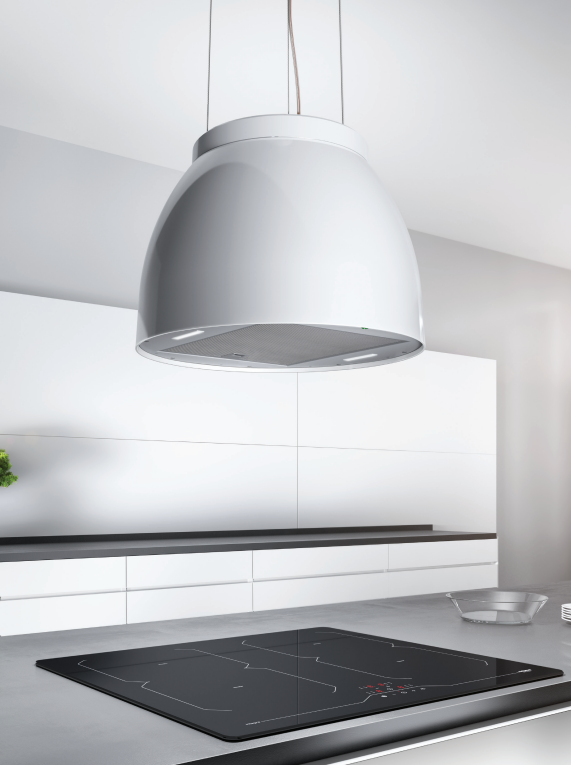 Airforce Restyled Luna 45cm Island Cooker hood in Pearl White with Sli